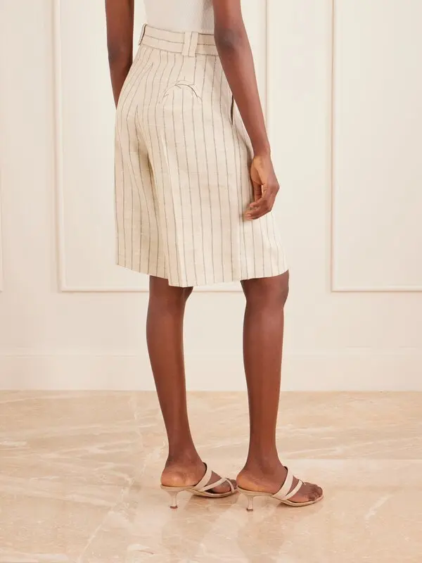 BLAZÉ MILANO Serene Husul Striped Canvas Shorts - Neutrals