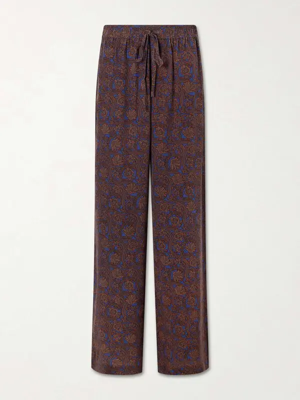 Matteau Printed Silk-crepe De Chine Straight-leg Pants - Brown
