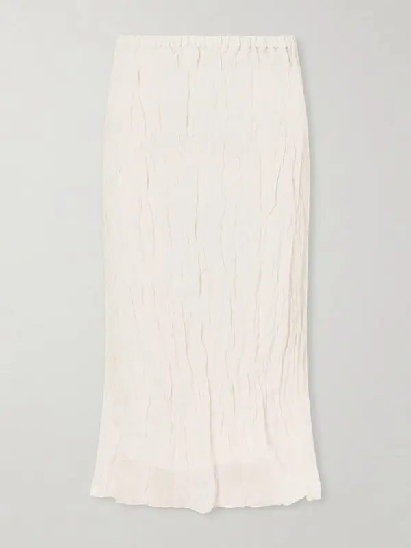 RÓHE Crinkled Metallic Cotton-blend Midi Skirt - Neutrals