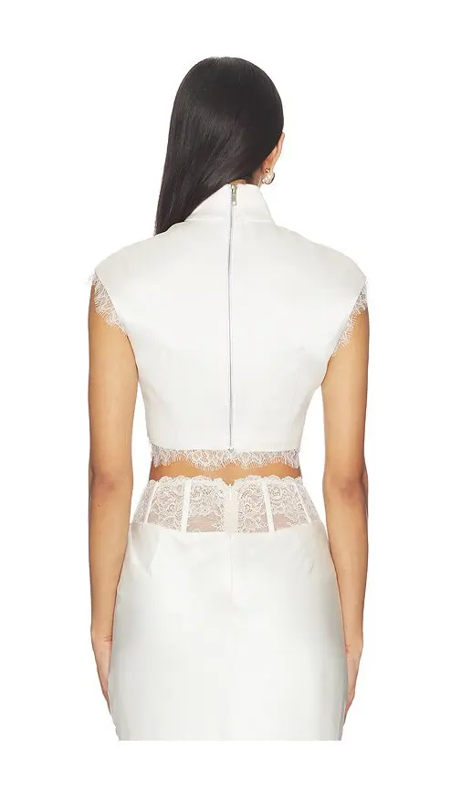 SAU LEE Lila Satin Top With Cut-out Detail - Ivory