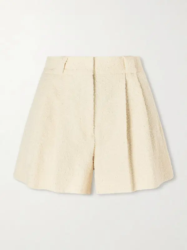 BLAZÉ MILANO Orinda Cotton-blend Tweed Shorts - Neutrals
