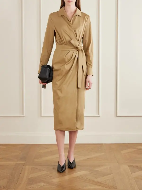 Max Mara Mxbeta Cotton-blend Poplin Midi Shirt Dress - Neutrals
