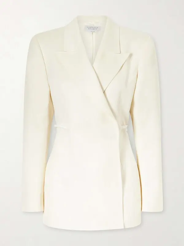 Gabriela Hearst Epona Belted Linen Blazer - Ivory
