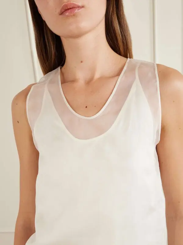 AMI Paris Silk-organza Top