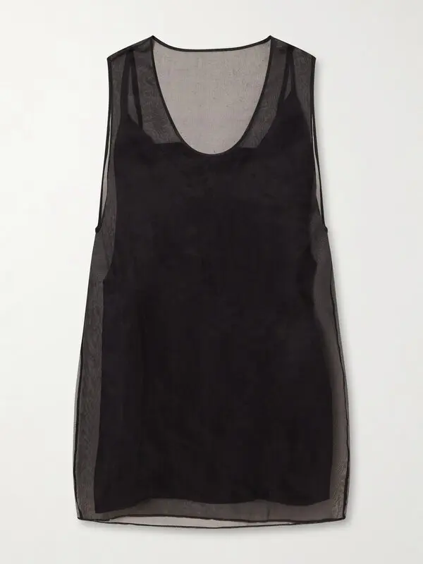 Ami Silk-organza Layered Top - Black