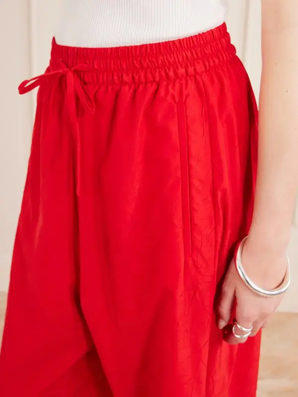 RÓHE Crinkled Cotton-blend Balloon Pants - Red
