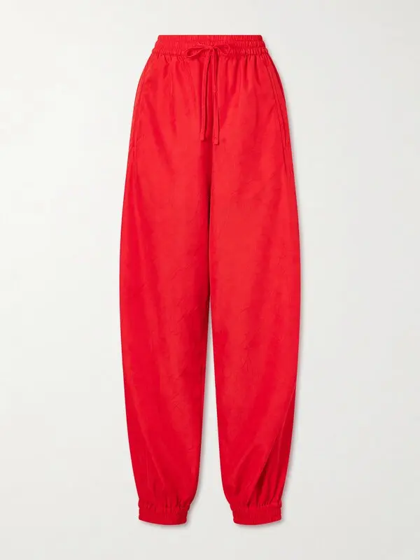 RÓHE Crinkled Cotton-blend Balloon Pants - Red