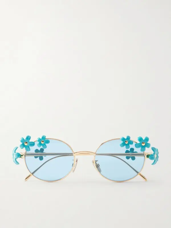 Loewe Paula's Ibiza Embellished Round-frame Sunglasses - Blue