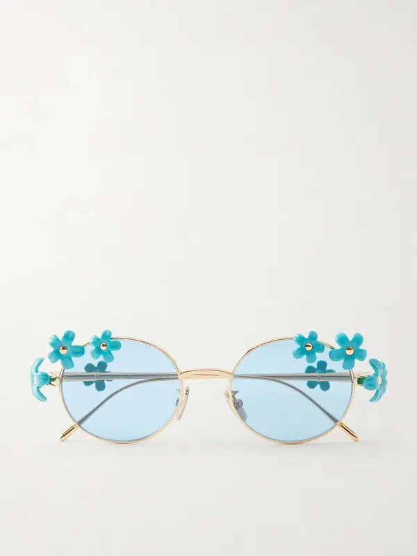 Loewe Paula's Ibiza Embellished Round-frame Sunglasses - Turquoise
