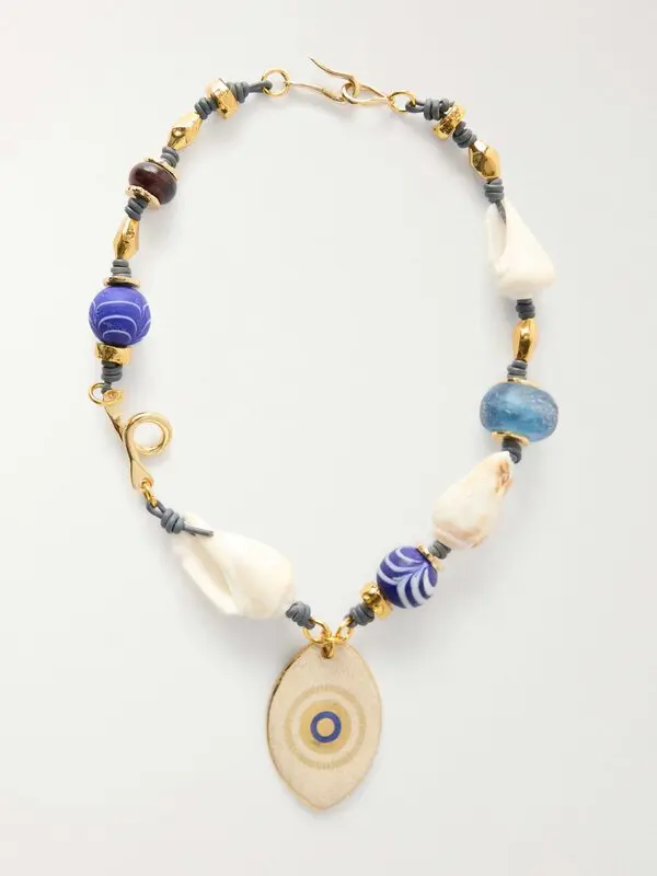 Tohum Design Evil Eye Gold-plated, Seashell And Ceramic Necklace - Ivory
