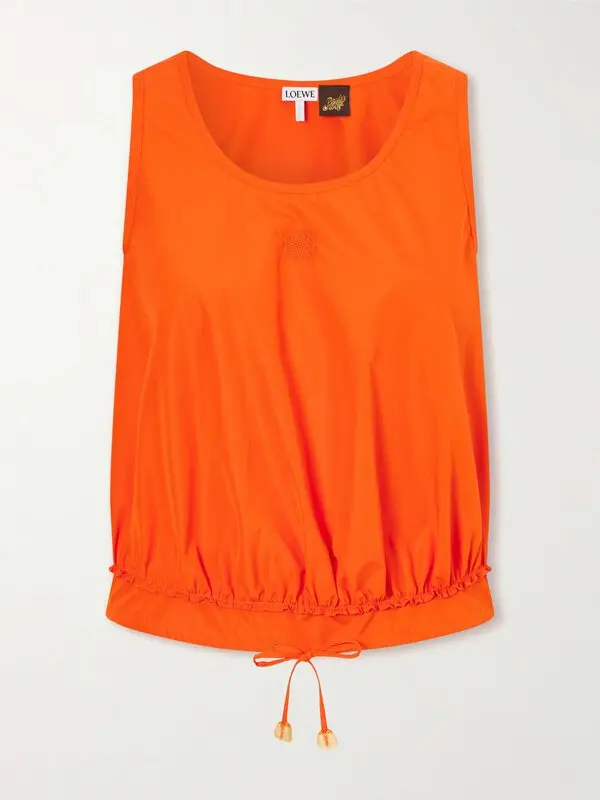Loewe Paula's Ibiza Anagram Appliquéd Cotton-popeline Top - Orange