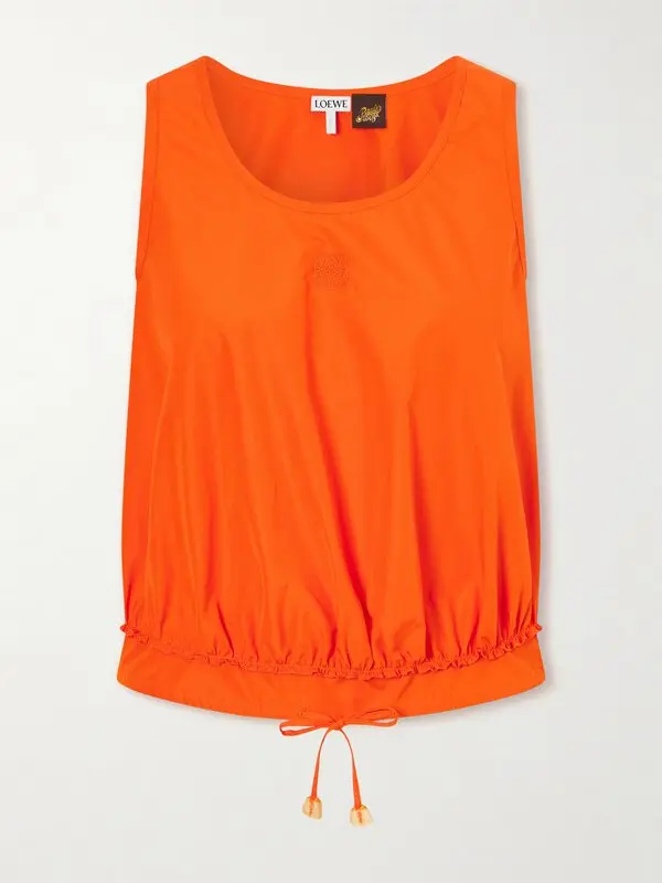 Loewe Paula's Ibiza Anagram Appliquéd Cotton-popeline Top - Orange
