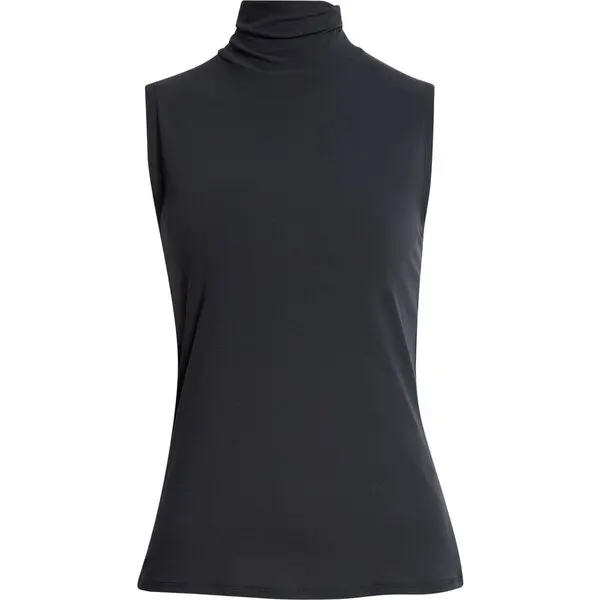 St. John Sleeveless Jersey Turtleneck Shell - Black