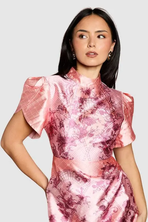 Coast Petite Floral Print Tulip Sleeve Mini Dress
