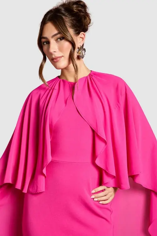 Coast Ruffle Chiffon Cape Crepe Maxi Dress