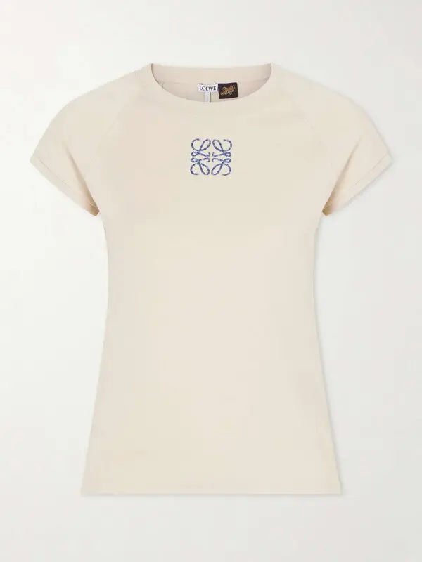 Loewe Anagram Logo-embroidered T-shirt - Beige
