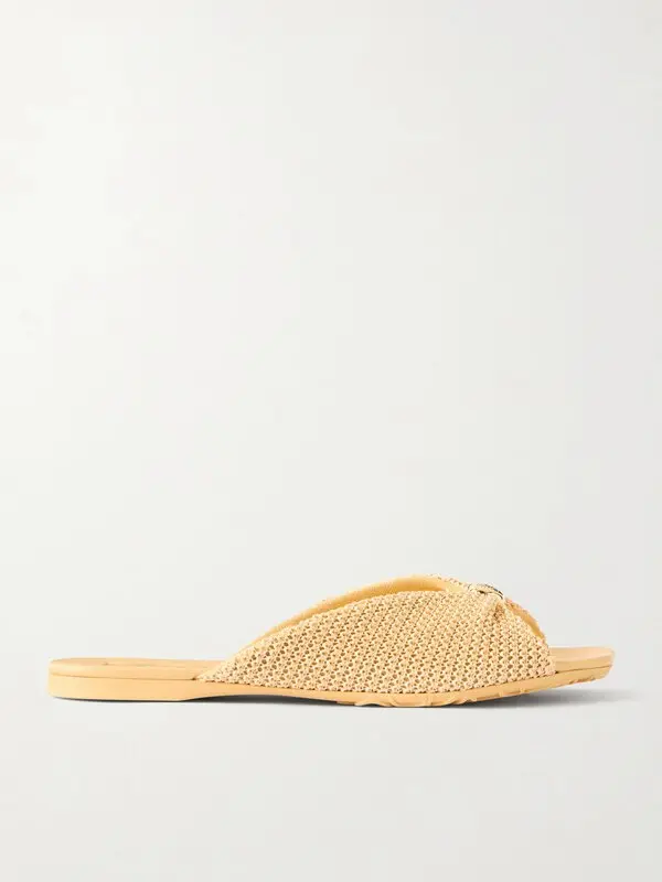 Loewe Paula's Ibiza Pebble Raffia-effect Slides - Neutrals