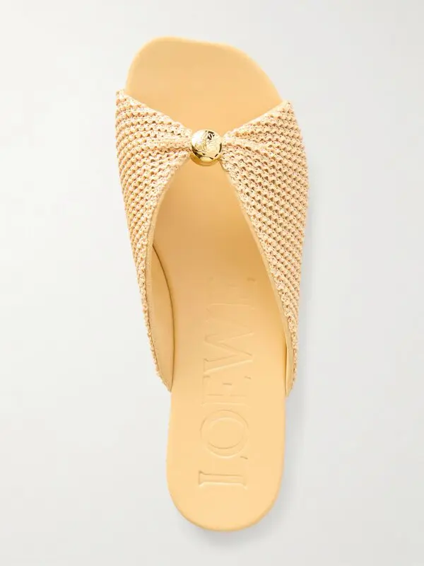 Loewe Paula's Ibiza Pebble Raffia-effect Slides - Neutrals