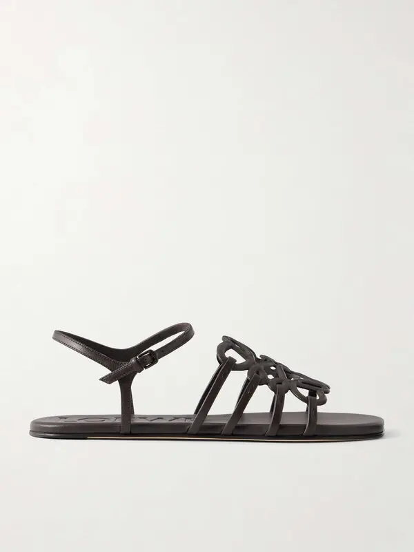 Loewe Paula's Ibiza Petal Leather Sandals - Chocolate