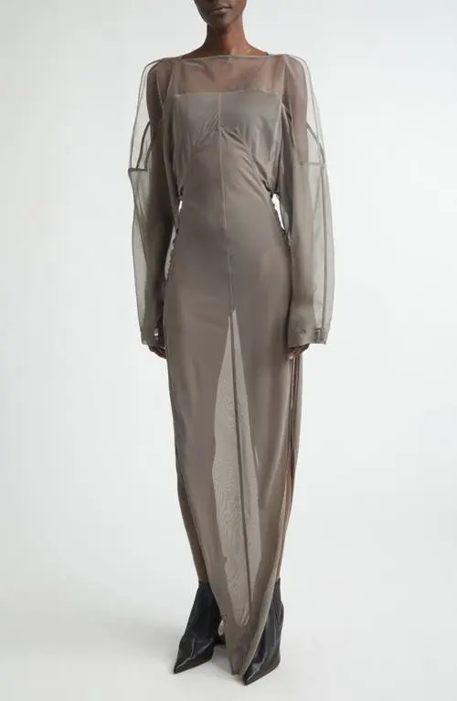 Rick Owens Collage Paneled Long Sleeve Gown - Dust