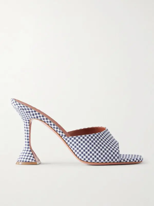 Amina Muaddi Lupita 95 Gingham Woven Mules - Blue