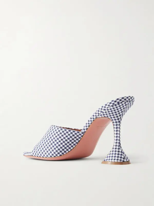 Amina Muaddi Lupita 95 Gingham Woven Mules - Blue