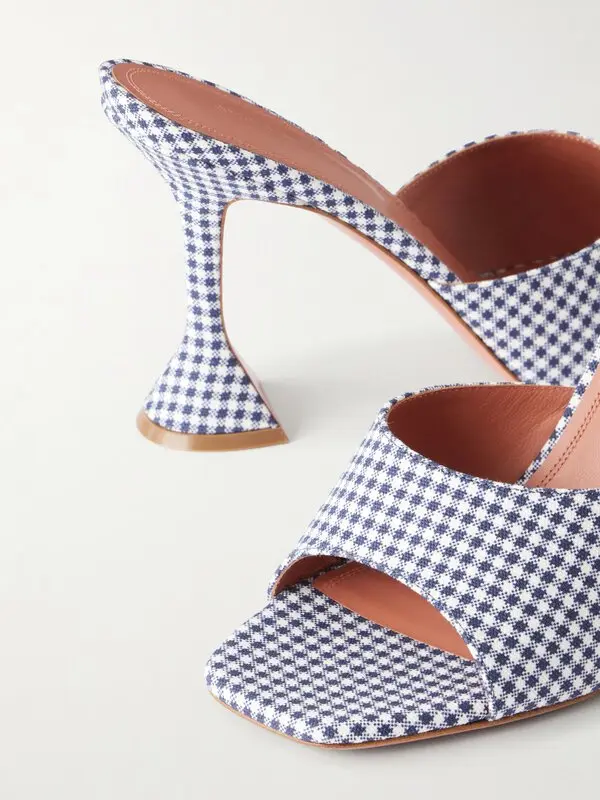 Amina Muaddi Lupita 95 Gingham Woven Mules - Blue