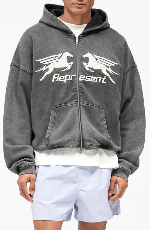 REPRESENT Pegasus Graphic Zip Hoodie - Vintage Grey