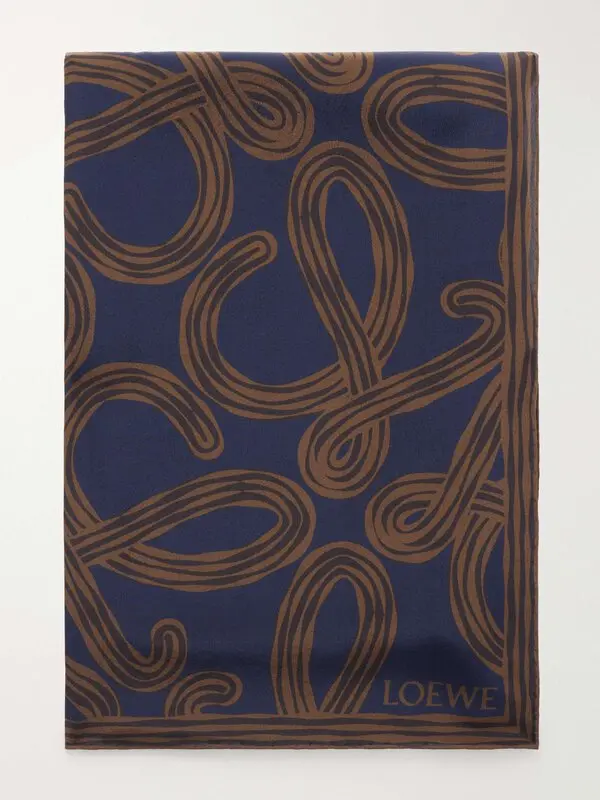 Loewe Paula's Ibiza Printed Silk Scarf - Brown