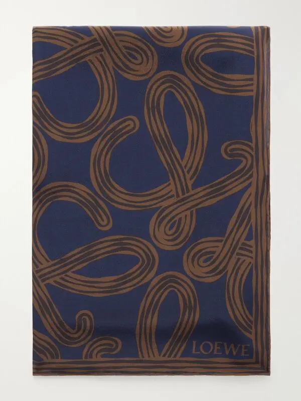 Loewe Paula's Ibiza Printed Silk Scarf - Brown