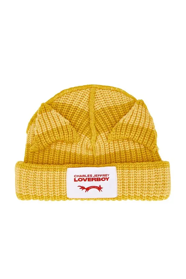 CHARLES JEFFREY Chunky Ears Beanie - Yellow Stripe
