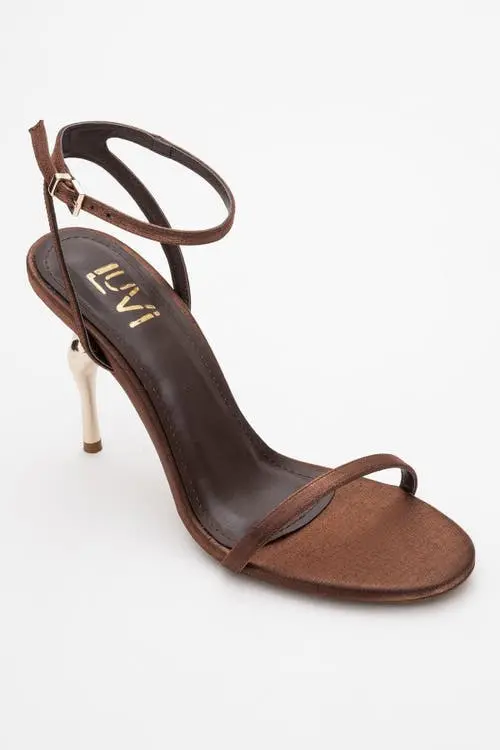 PROLOGUE SHOES Jasmin Stiletto Sandal With Ankle Strap - Copper