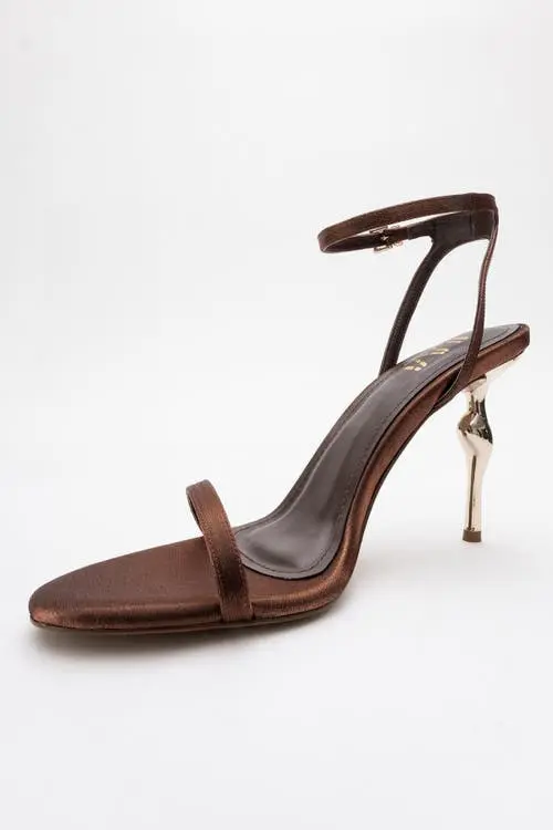 PROLOGUE SHOES Jasmin Stiletto Sandal With Ankle Strap - Copper