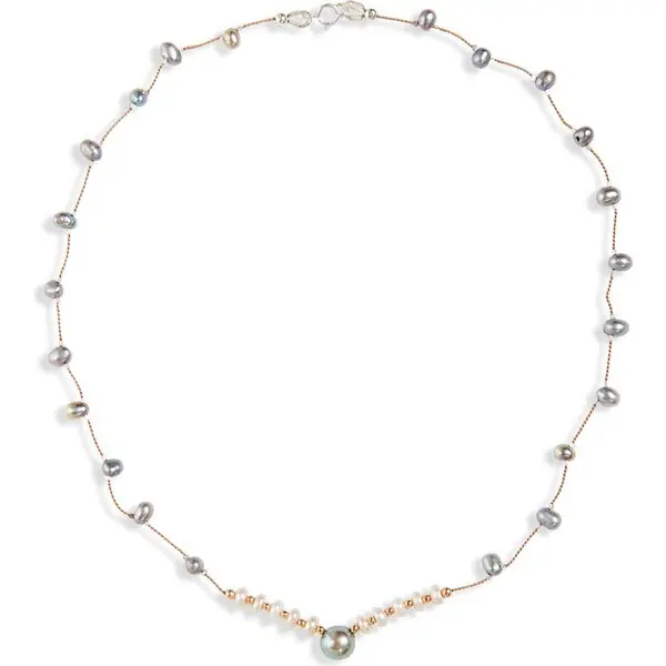 ISSHI Desnuda Freshwater Pearl Station Necklace - Shield