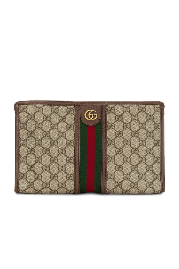 Gucci Ophidia Gg Supreme Canvas Pouch - Beige