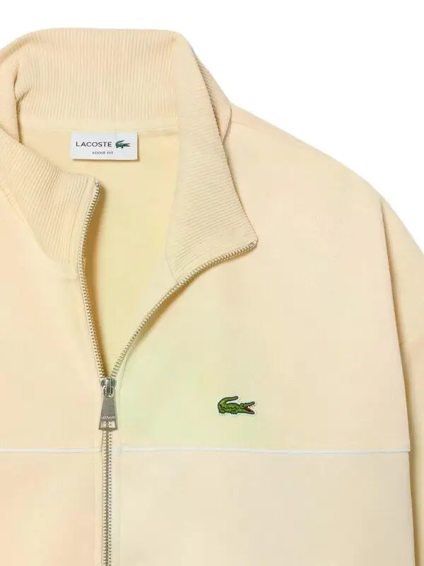 Lacoste Logo-patch Zip-up Sweater - Neutrals