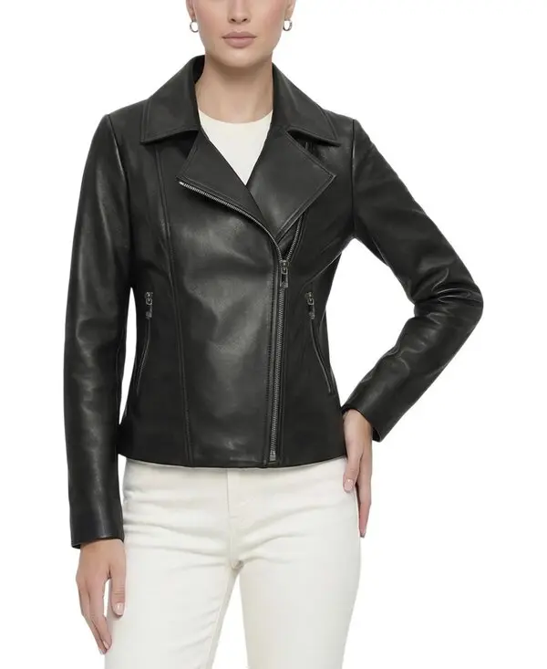 Gorski Nappa Leather Moto Zip Jacket