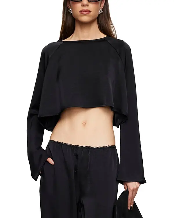 Lioness Gloss Long Sleeve Top - Noir