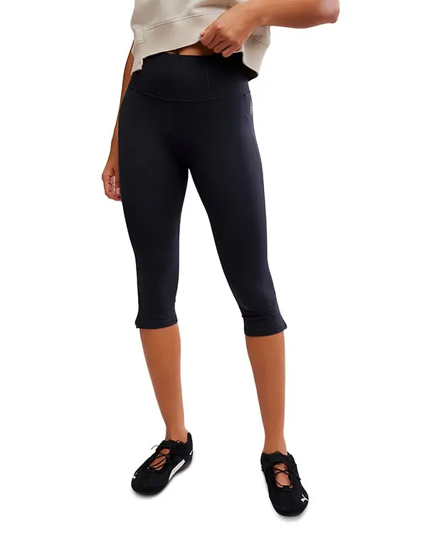 Free People Never Better Mini Flare Cropped Leggings - Black
