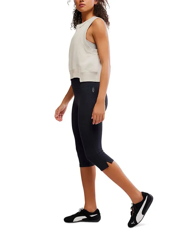 Free People Never Better Mini Flare Cropped Leggings - Black