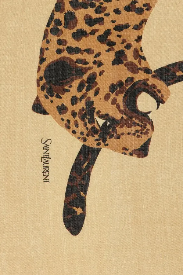 Saint Laurent Leopard Stole Scarf In Brown