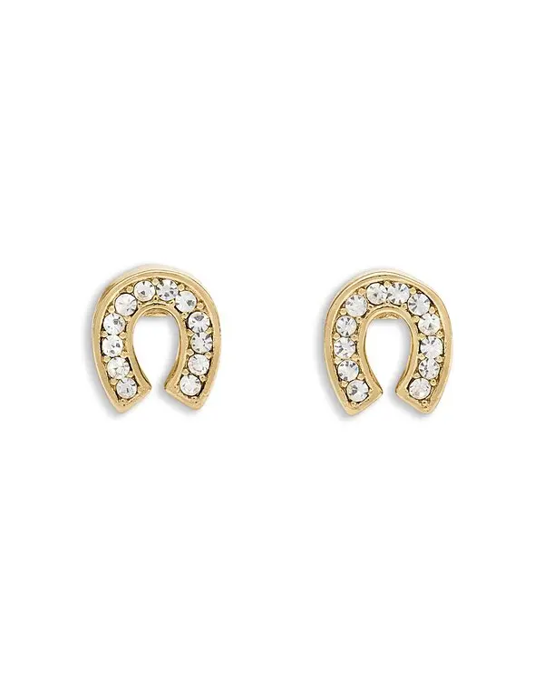 Kate Spade New York Pave Horseshoe Stud Earrings - Clear/gold
