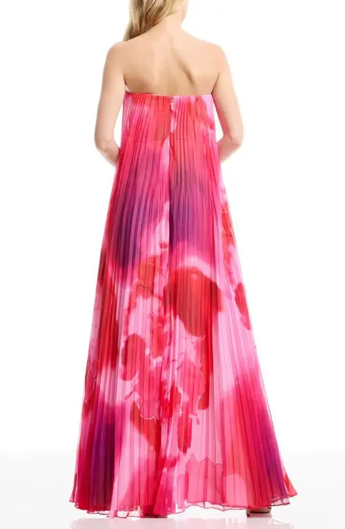 Dress The Population Kelston Strapless Chiffon Gown - Blush Multi