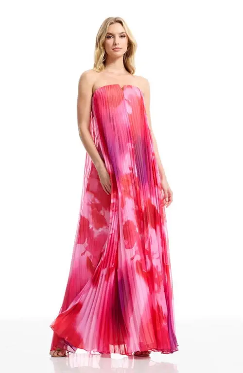 Dress The Population Kelston Strapless Chiffon Gown - Blush Multi