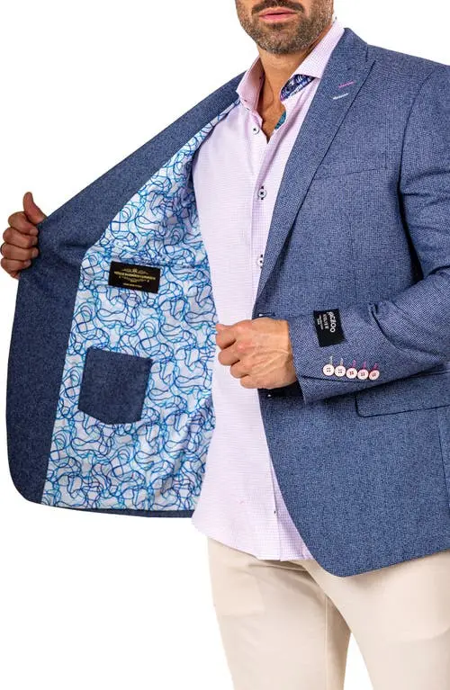 MACEOO Descartes Marthyr0010 Microcheck Virgin Wool Peak Lapel Blazer