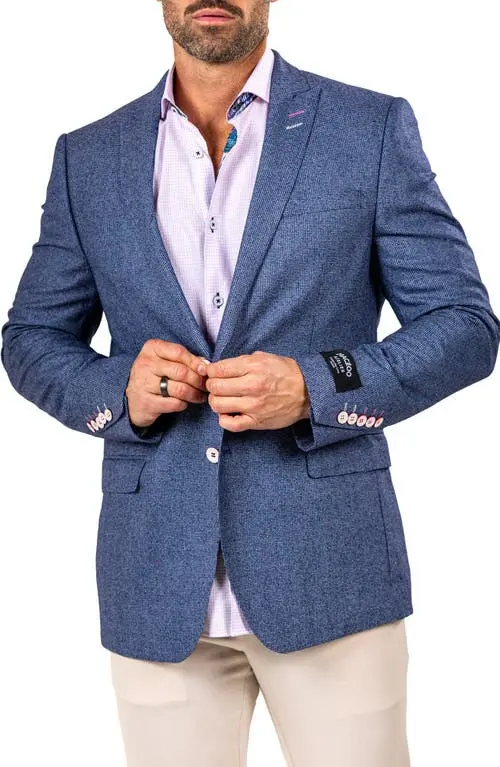 MACEOO Descartes Marthyr0010 Microcheck Virgin Wool Peak Lapel Blazer