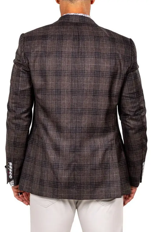 MACEOO Socrate Marthyr017 Plaid Slub Virgin Wool Sport Coat - Brown
