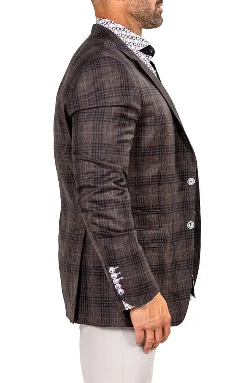 MACEOO Socrate Marthyr017 Plaid Slub Virgin Wool Sport Coat - Brown