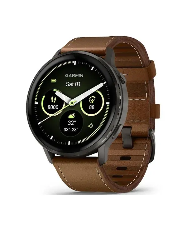 GARMIN Smartwatch 45mm - Brown Leather Band