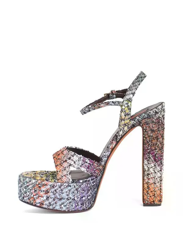 Missoni Chevron-knit Platform Sandals - Silver